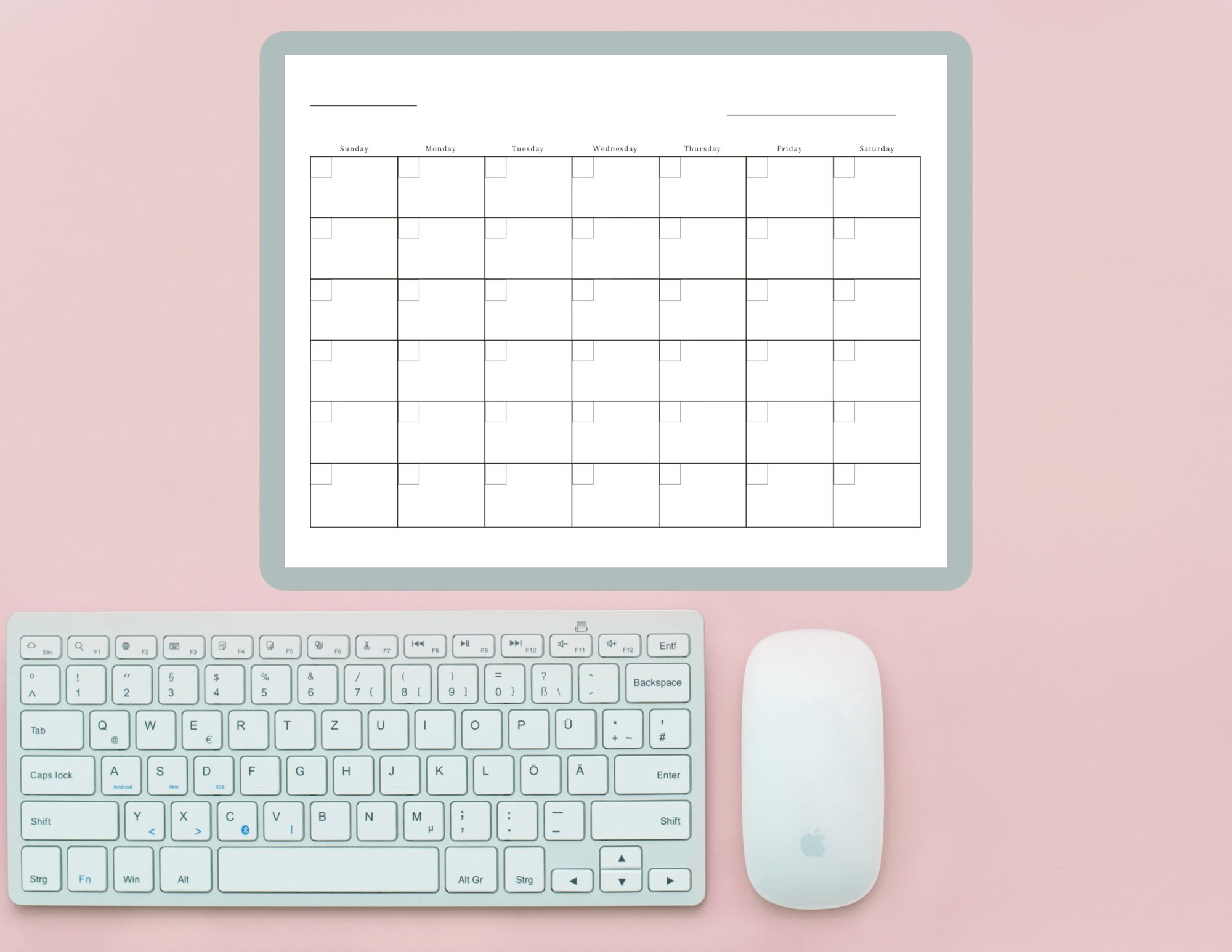 Blank Minimalistic Calendar Page Template (DOWNLOAD) - Etsy