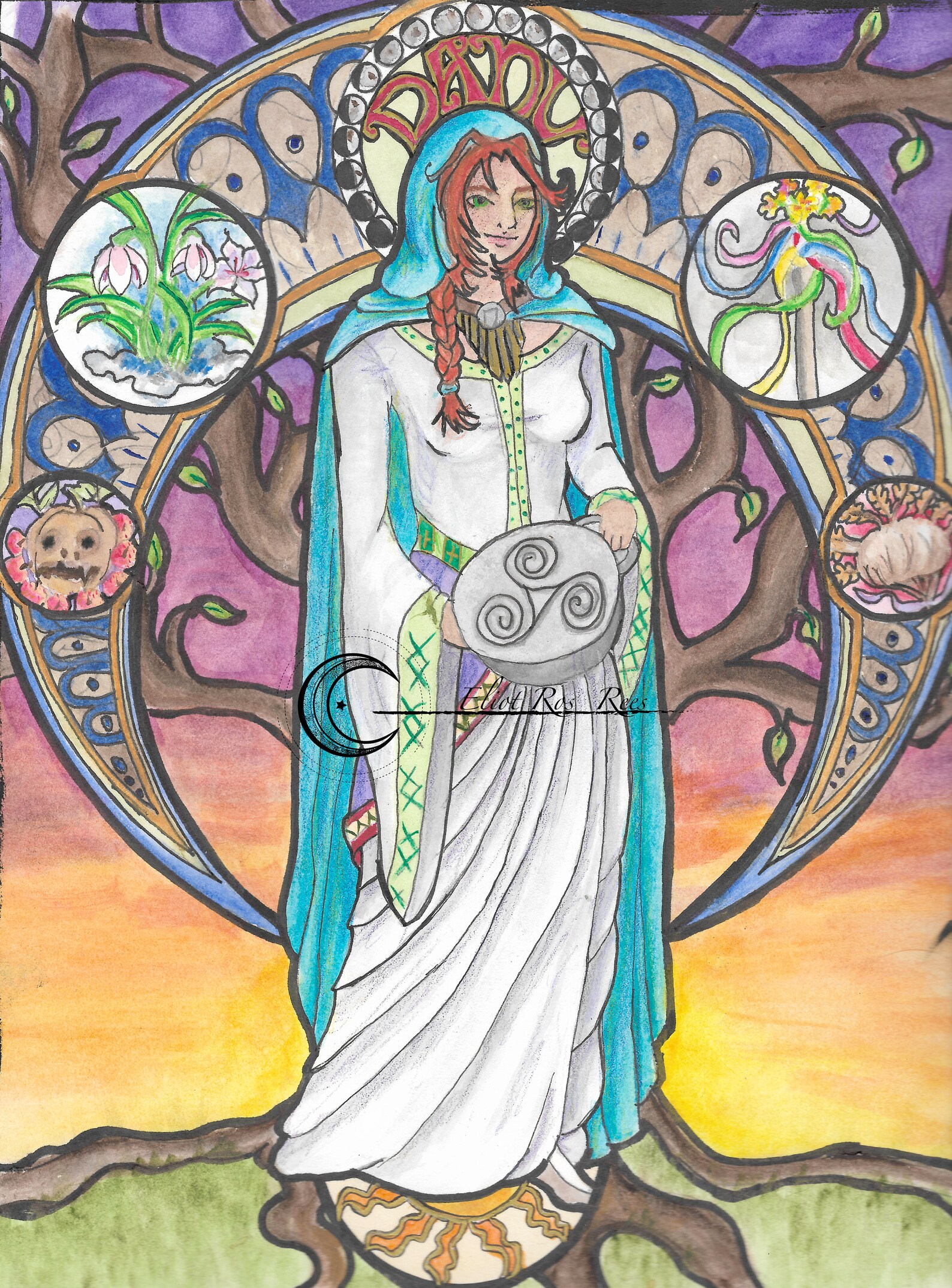 Goddess Danu Canvas w/ Gold Gilding | Etsy