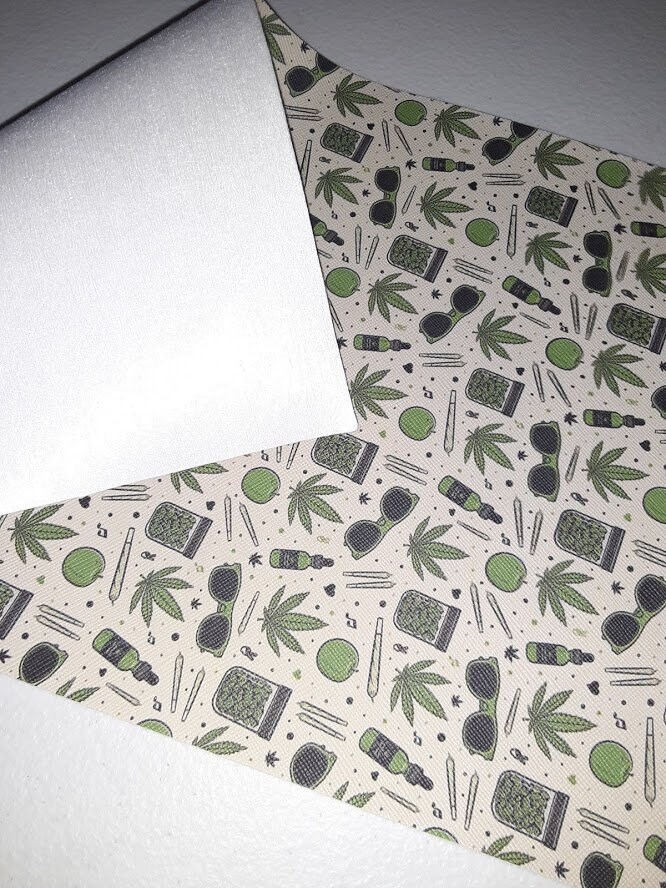 Weed Themed Faux Leather Sheets 420 Marijuana Vegan Leather | Etsy