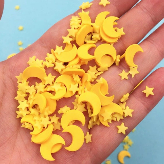 Polymer Clay Moons and Stars Slices, Nail Art Flat Backs, Slime ...