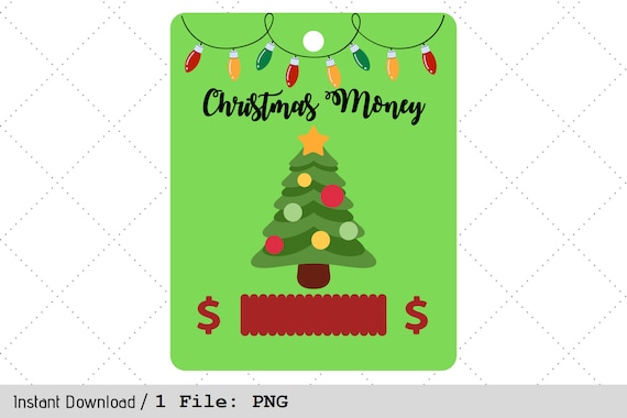 Merry Christmas Money Card PNG Printable Gift - Etsy