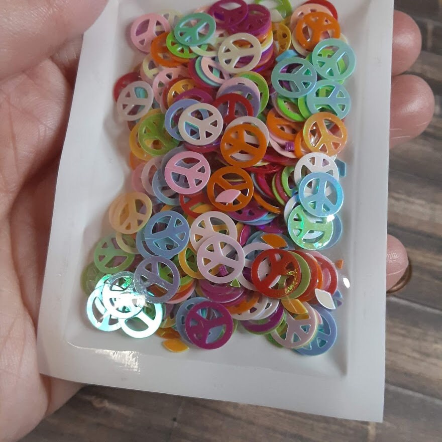 AB Iridescent Peace Sign Sequins for Slime Nail Art Supplies | Etsy