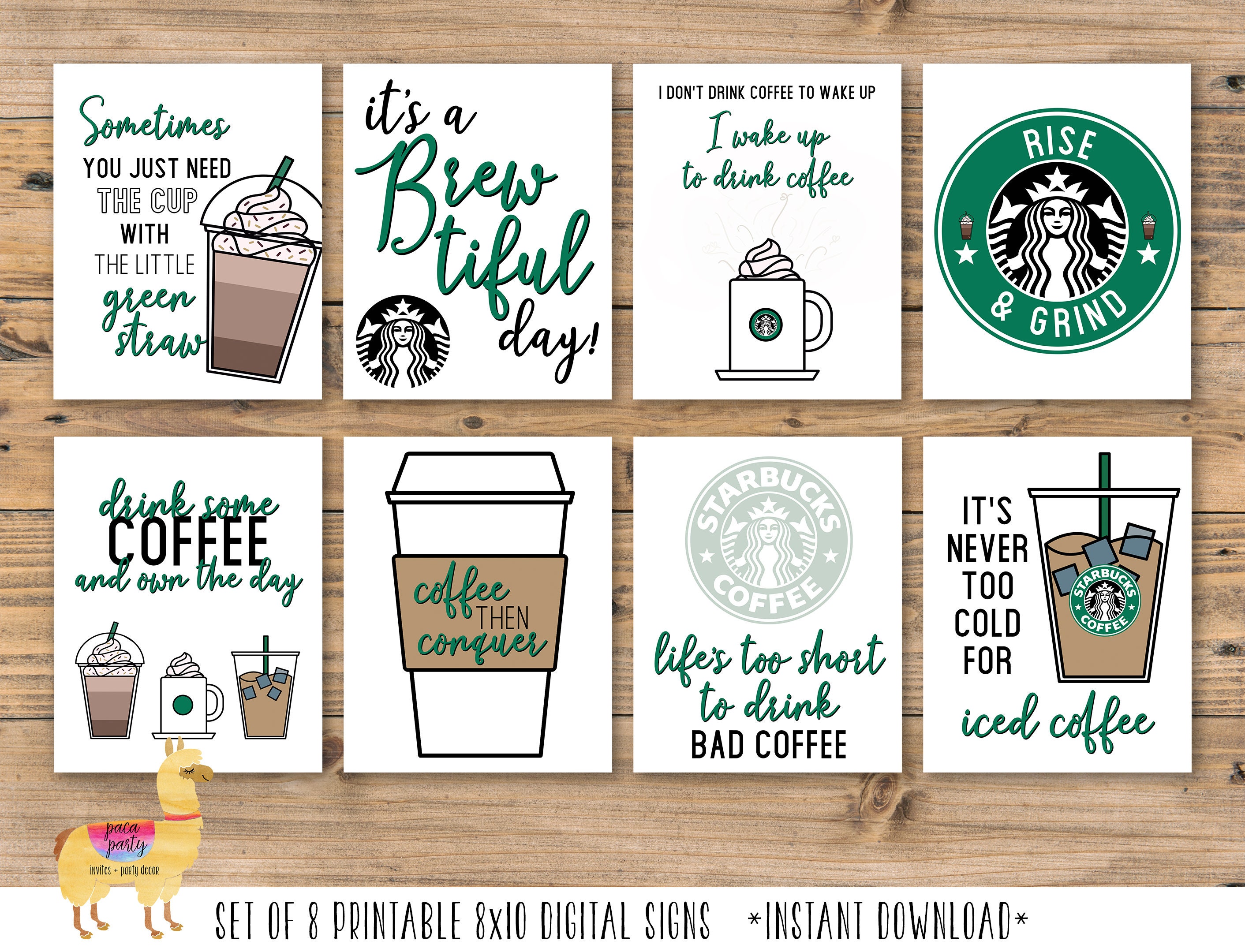 Starbucks Coffee Birthday Printable Poster Set / Starbucks | Etsy