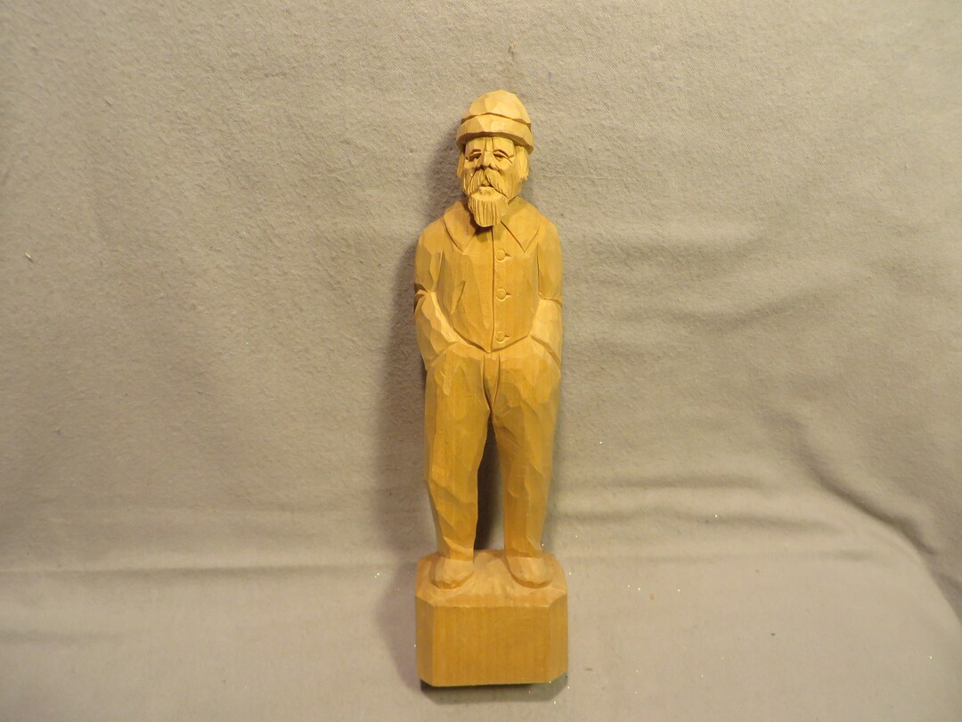 Vintage (canadian?) 10" Natural Wood Hand Carved Wood Figurine ...