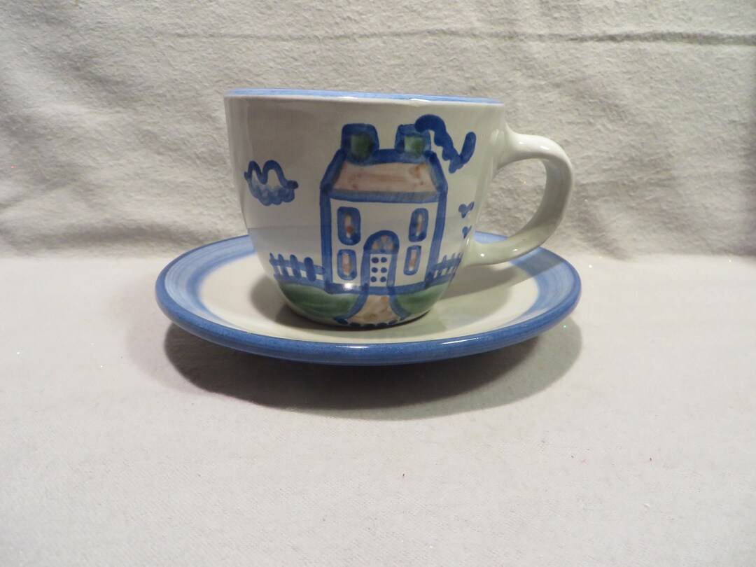 Vintage M.A. Hadley Pottery Coffee Cup and Saucer #1 With House Motif ...