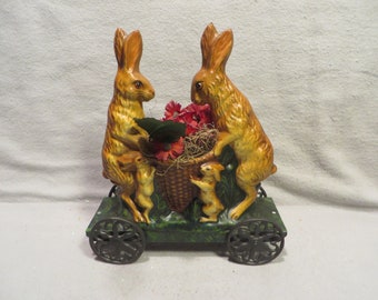 Vintage Pressed Metal/tin Standing Rabbit Pull Toy on Wheeled Base ...