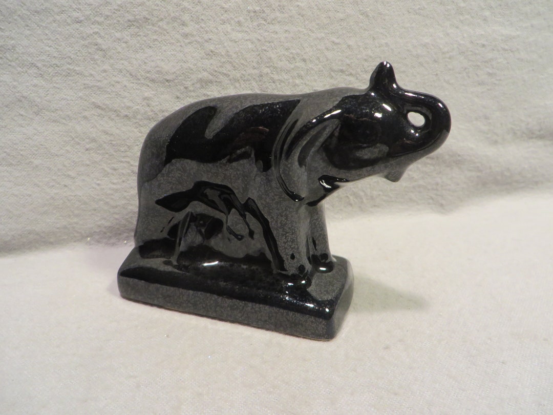Vintage 1970's Van Briggle Pottery Black Glaze Elephant Figurine - Etsy