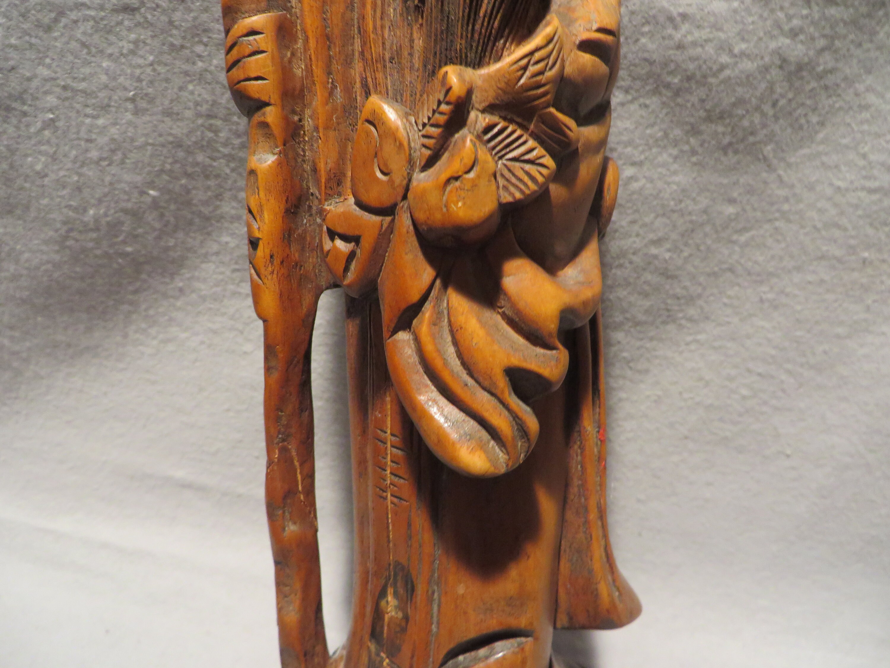 Vintage Asian (chinese? - Japanese?) "god of Longevity" Wood Carved ...