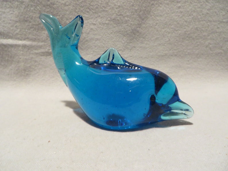 Vintage Hand Crafted Blue Glass Dolphin Figurine - Etsy