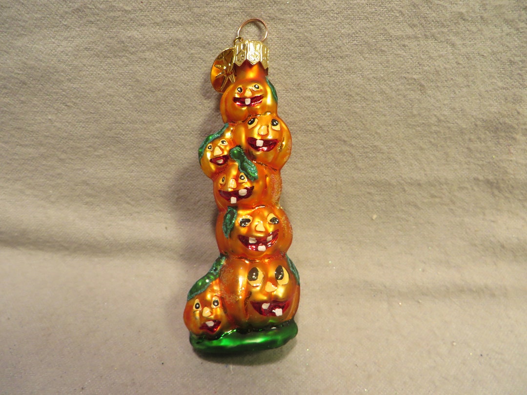 Vintage Christopher Radko Blown Glass Halloween Ornament - "stack-o-lanterns" Little Gem - Etsy