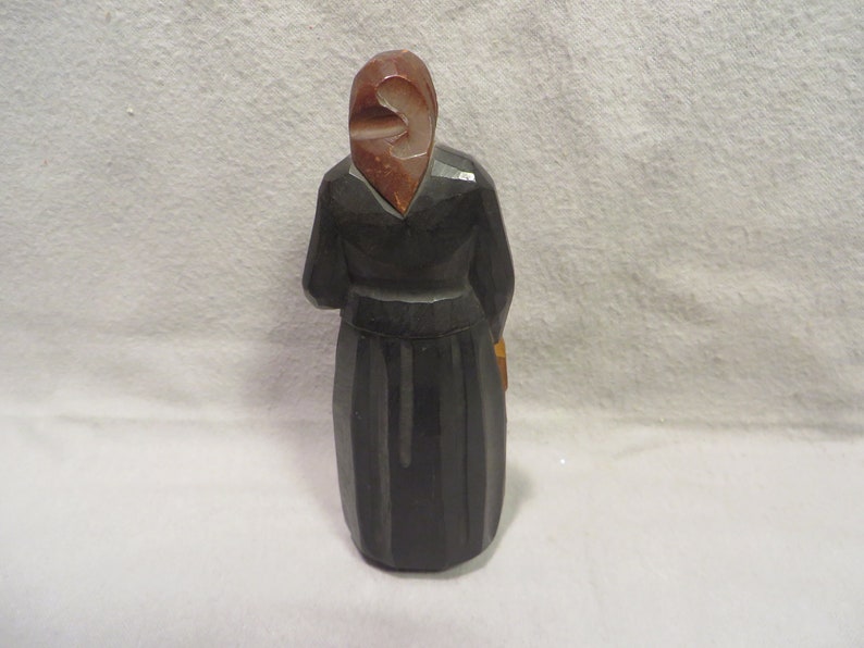 Vintage Swiss Huggler Wyss Carved Wood Figure - Peasant Woman Holding ...