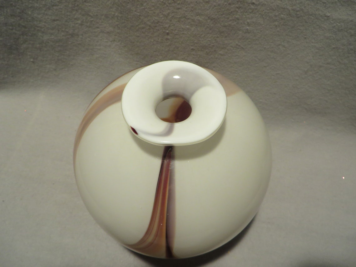 Vintage Robert Burch Signed Hand Blown Brown Swirl Art Glass Vase - Etsy