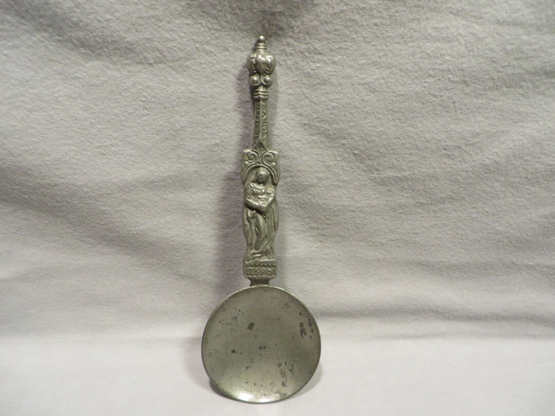 Vintage Norwegian Pewter Baptism(?) Virgin Mary & Christ Spoon - Etsy