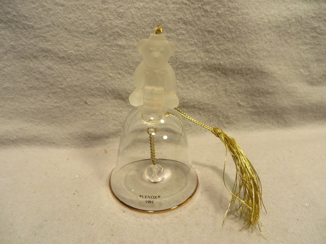 Vintage 1991 Lenox Crystal Bell With Frosted Teddy Hear Handle - Etsy