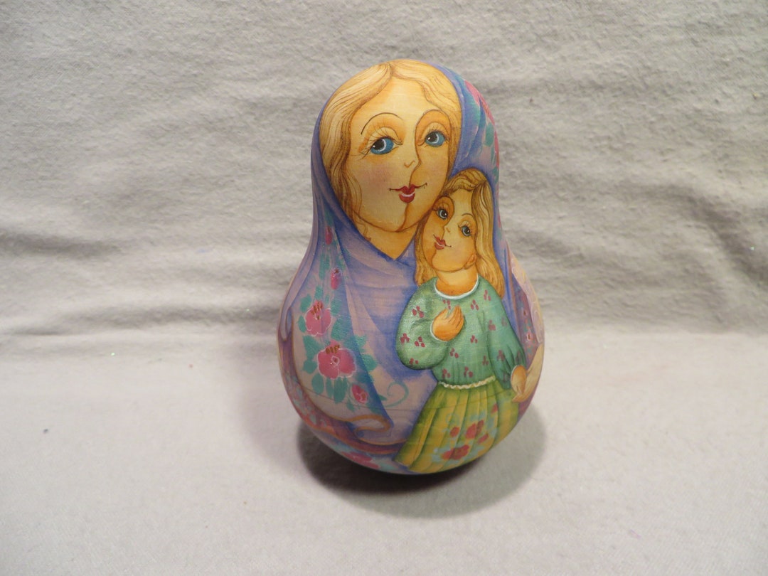 Vintage Russian Matryoshka Artist Signed Roly Poly Chime Doll - Mother ...