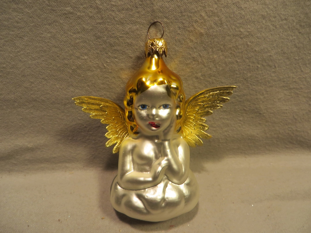 Vintage West Germany Blown Glass Christmas Ornament - Angel on a Cloud ...