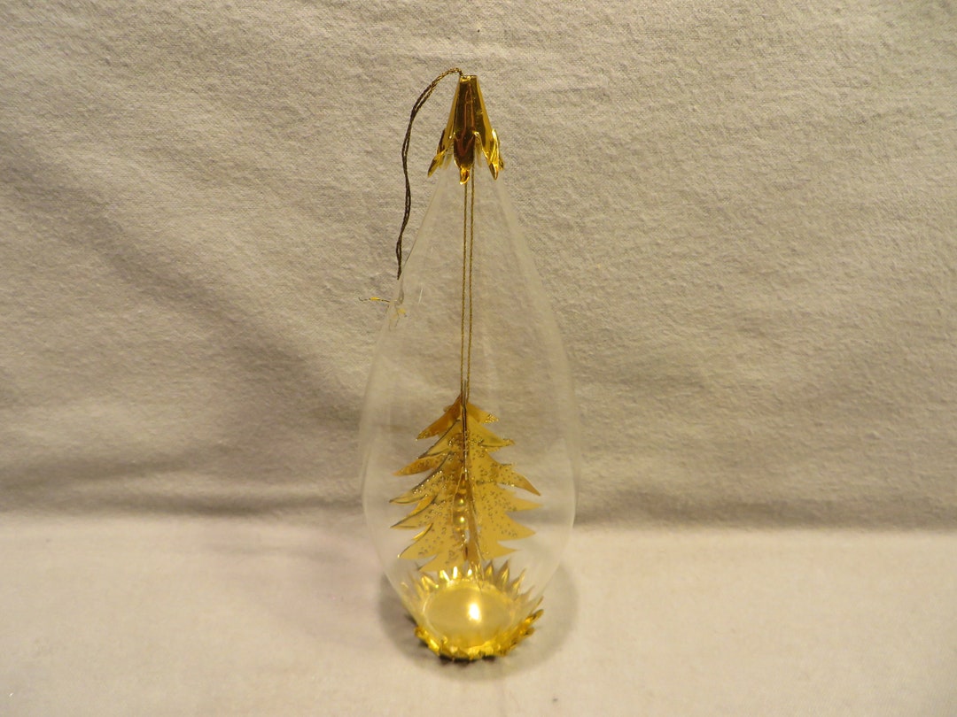Vintage Resl Lenz Germany Blown Glass Teardrop Shape Ornament With Gold ...
