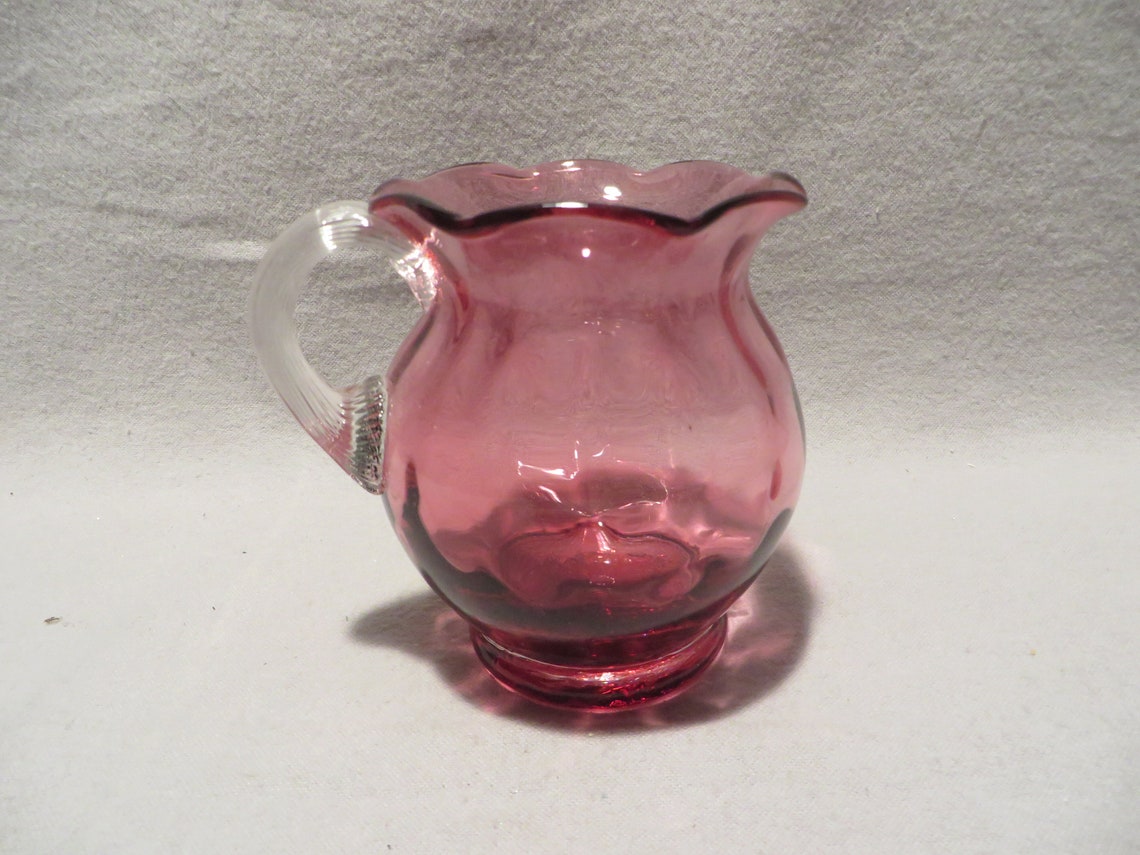 Vintage Pilgrim Glass Small Cranberry Glass Pitcher With Clear - Etsy