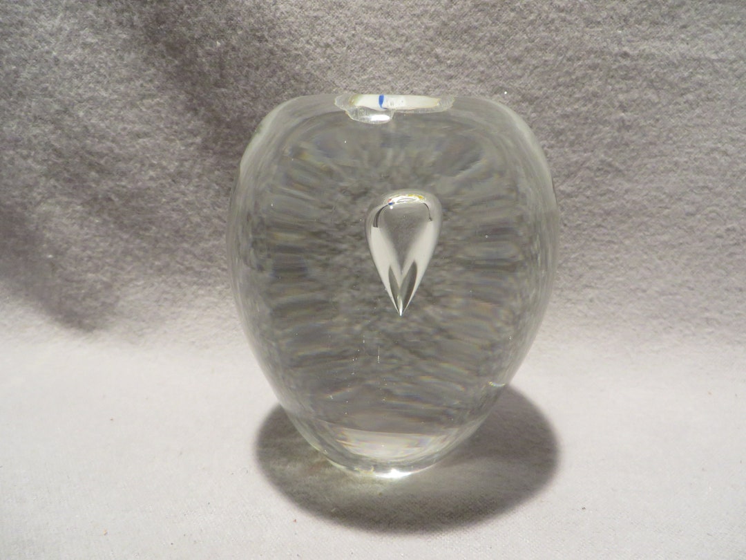 Vintage Clear Crystal Paperweight With a Large Single Teardrop Bubble ...