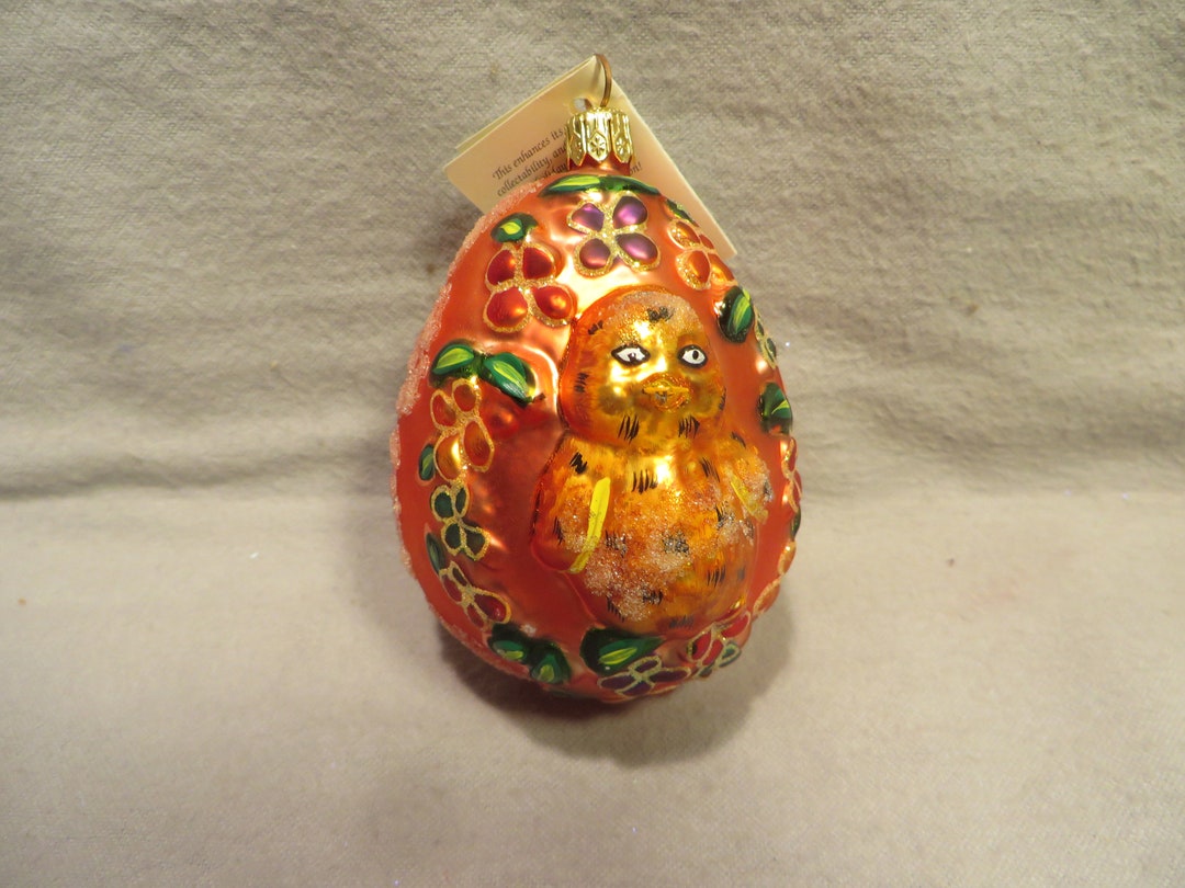 Vintage Christopher Radko Blown Glass Easter Ornament - Chick on an Egg ...