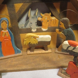 Vintage Alpine (swiss?) Hand Carved Flat Figure Wood Nativity Set - Etsy