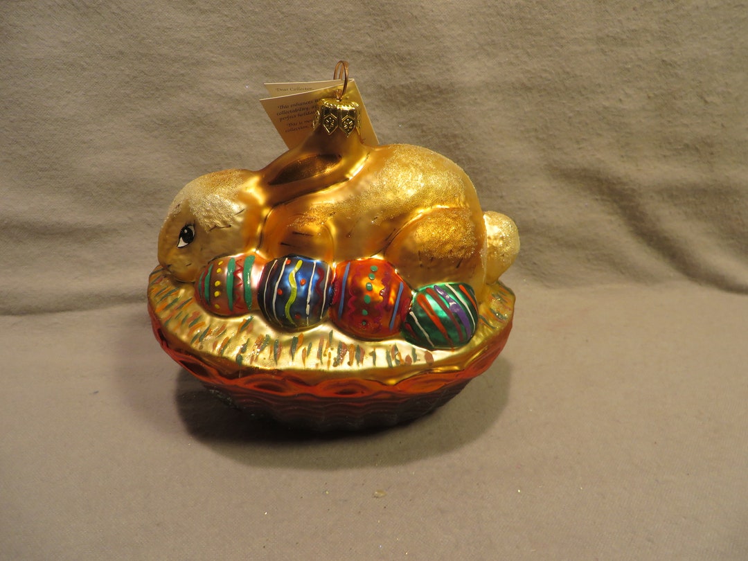 Vintage Christopher Radko Blown Glass Easter Ornament Bunny Casserole ...