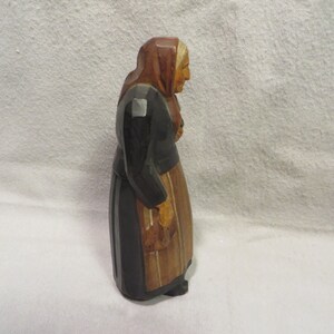 Vintage Swiss Huggler Wyss Carved Wood Figure - Peasant Woman Holding ...