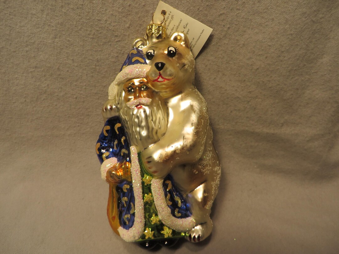 Vintage Christopher Radko Blown Glass Christmas Ornament - Bear Hug - Etsy