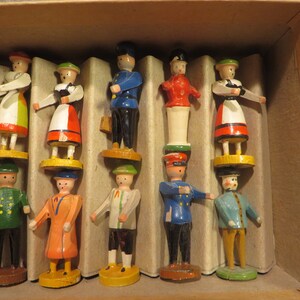 Antique Set of 36 Assorted Miniature Erzgebirge Putz Carved Figures ...