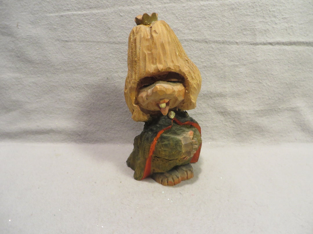 Vintage Henning Engelsen Norway Carved Wood 5 1/2 Tall Troll King/queen ...