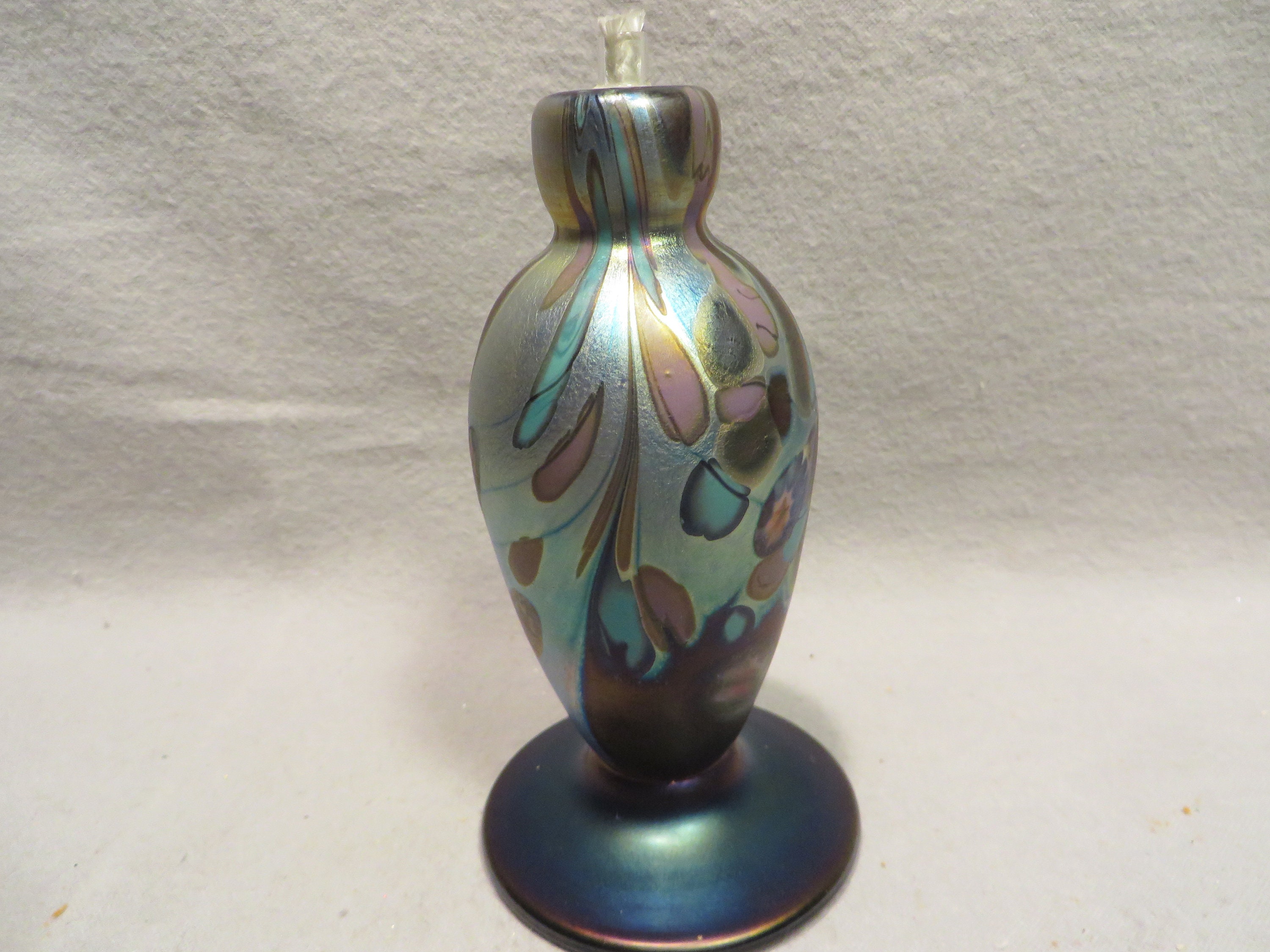 Vintage Signed and Dated Jim Bush Art Glass Oil Lamp - Etsy