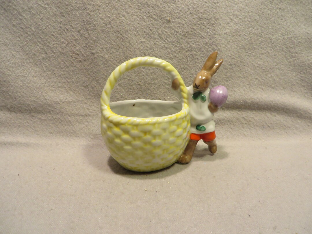 Antique German Porcelain Dressed Rabbit and Basket Figurine - Etsy