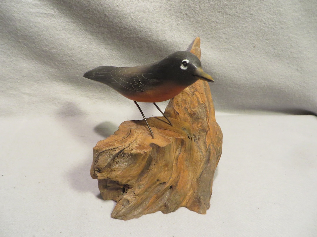 Vintage Signed Randy Whaley Carved Robin Mounted on Driftwood - Etsy