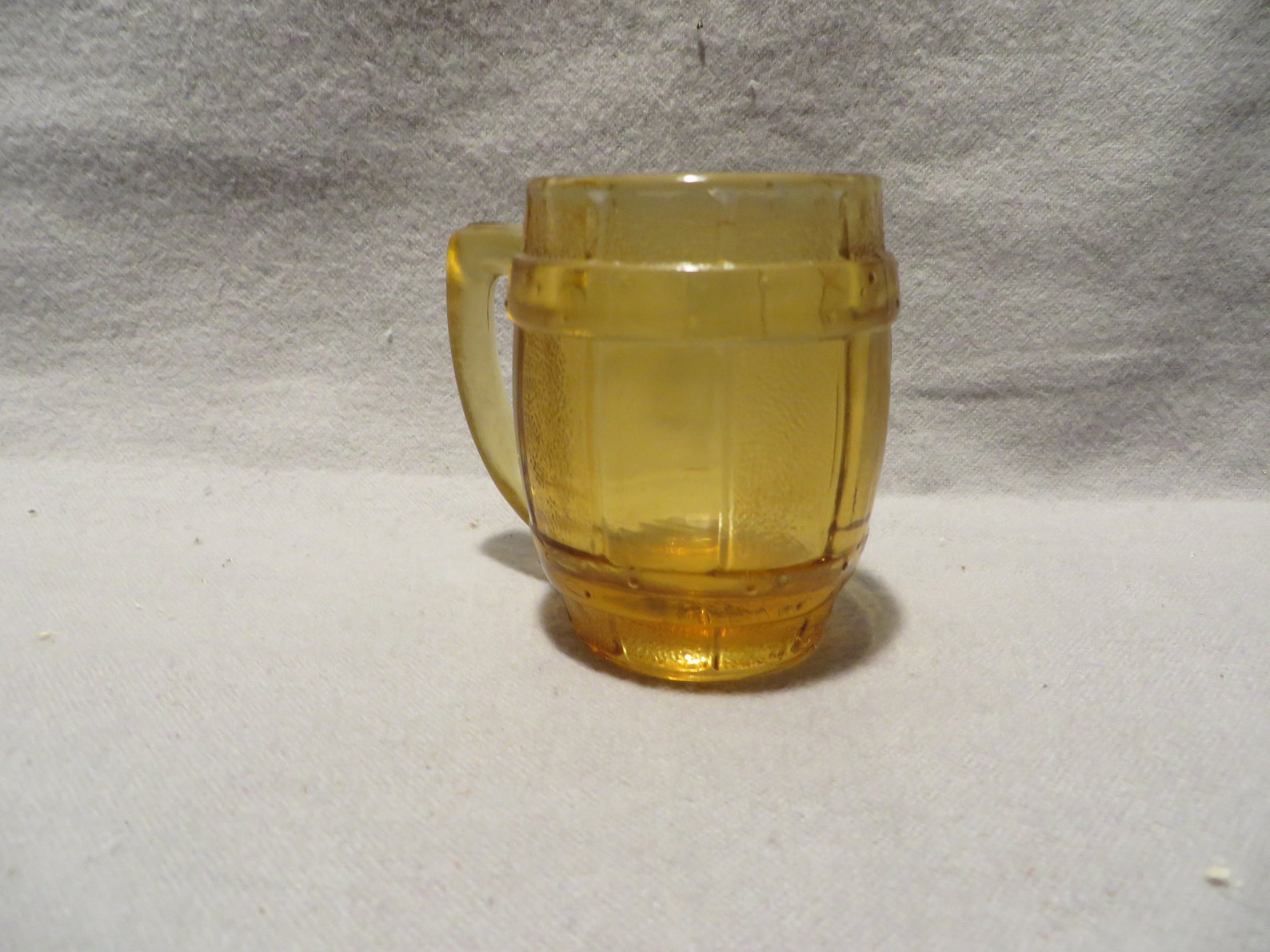 Vintage Mini Child's Amber Glass Barrel Shaped Handled Mug - Etsy