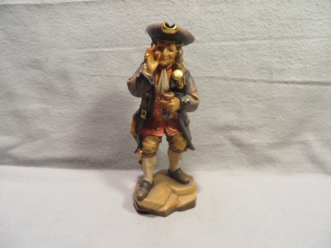 Vintage Oberammergau Toni Baur Hand Carved Wood Figurine - Man With ...