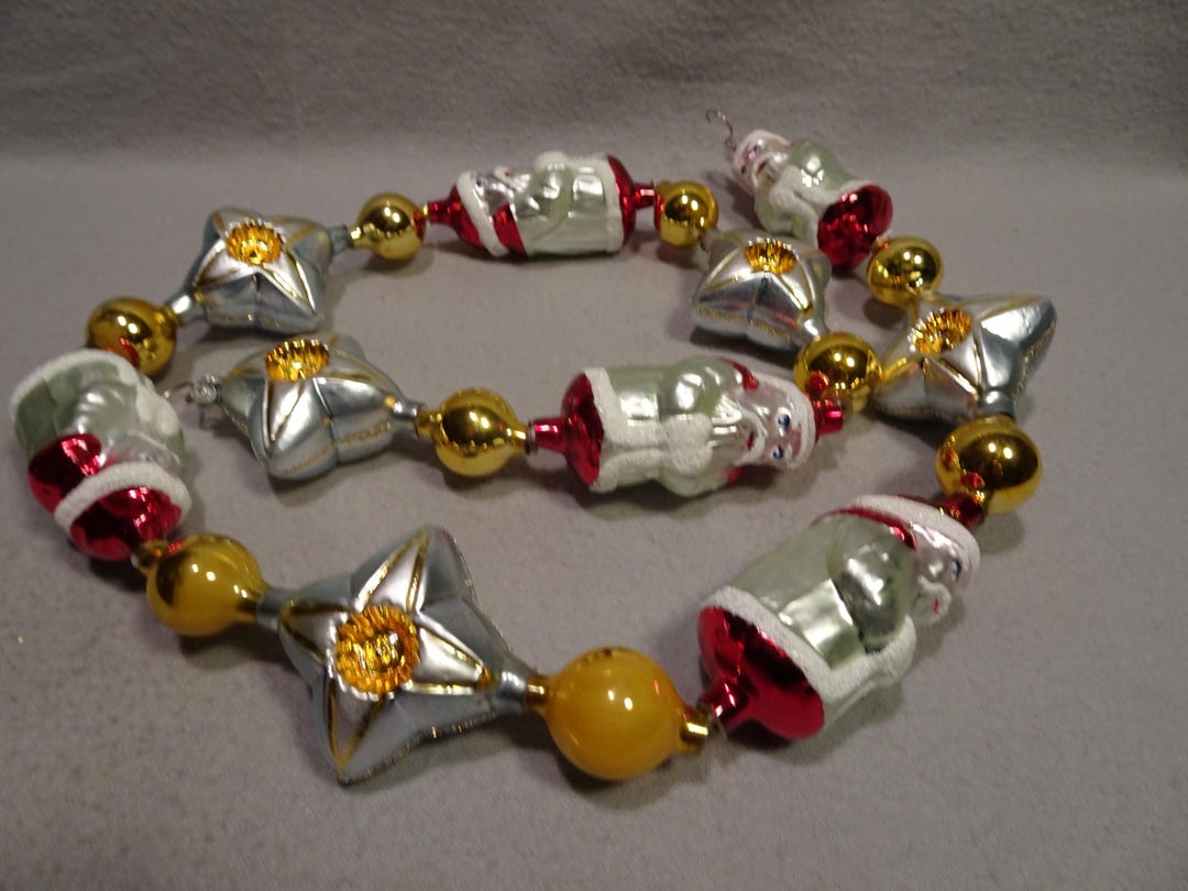 Vintage Christopher Radko Blown Glass Christmas Tree Garland - Santa by ...