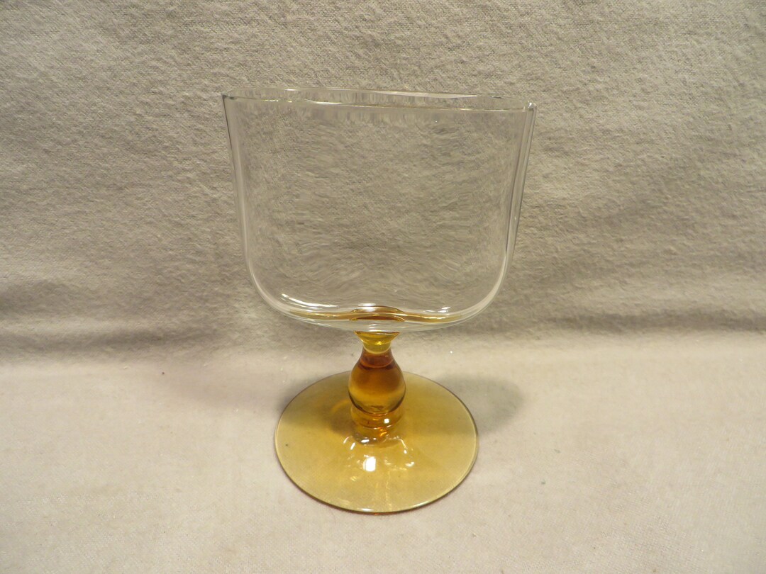 Vintage/antique Clear Glass Calling Card Holder With Amber Glass Base ...