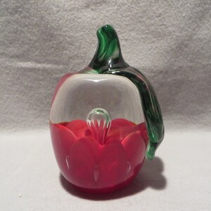 Vintage Signed and Dated Joe Rice Art Glass Red Apple Paperweight - Etsy
