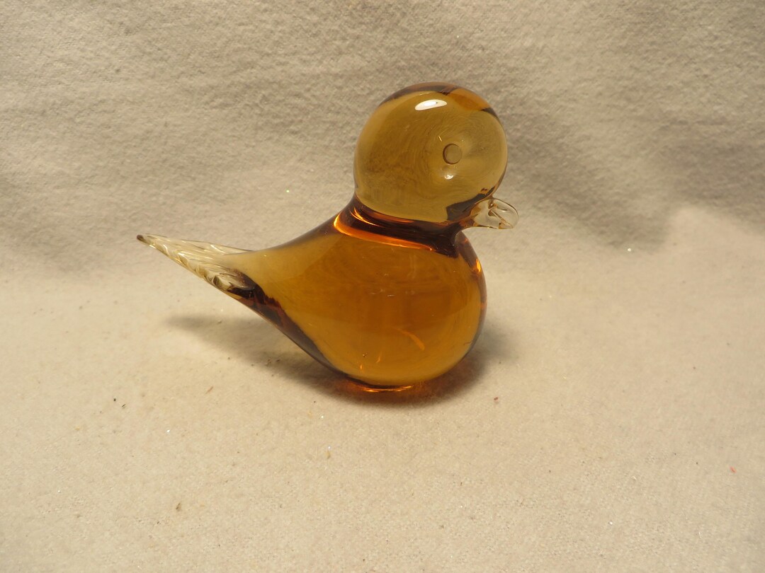 Vintage (swedish?) Amber Glass Bird Figurine #2 - Etsy