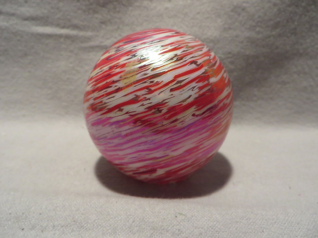 Vintage Art Glass Paperweight - Red and White Swirl - Etsy
