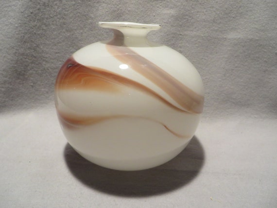Vintage Robert Burch Signed Hand Blown Brown Swirl Art Glass | Etsy