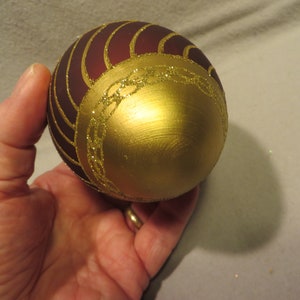 Vintage Egg Shaped Blown Glass Christmas Ornament - Maroon Egg With ...