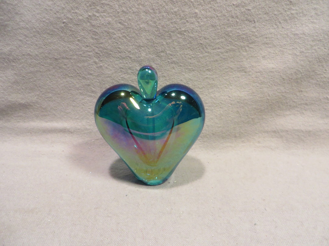 Vintage Signed and Dated Glass Eye Studios Iridescent Heart Shaped ...