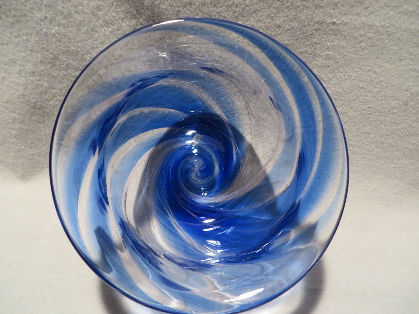 Vintage Jim Bush Hand Crafted Blue and Clear Swirl Art Glass | Etsy