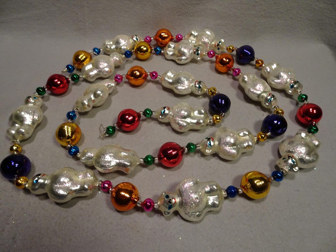 Vintage Christopher Radko Blown Glass Christmas Tree Garland - Snow ...
