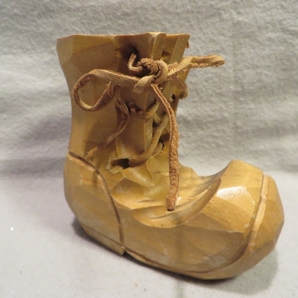 Carved Wood Boot - Etsy