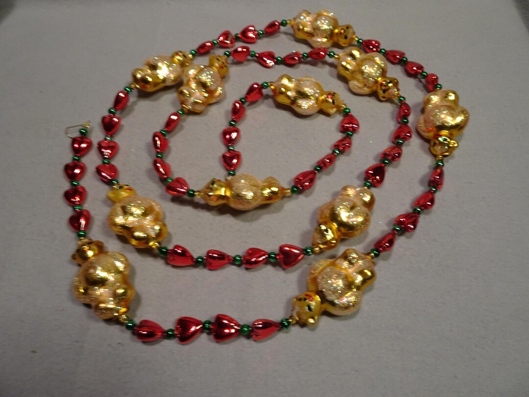 Vintage Christopher Radko Blown Glass Christmas Tree Garland - Teddy ...