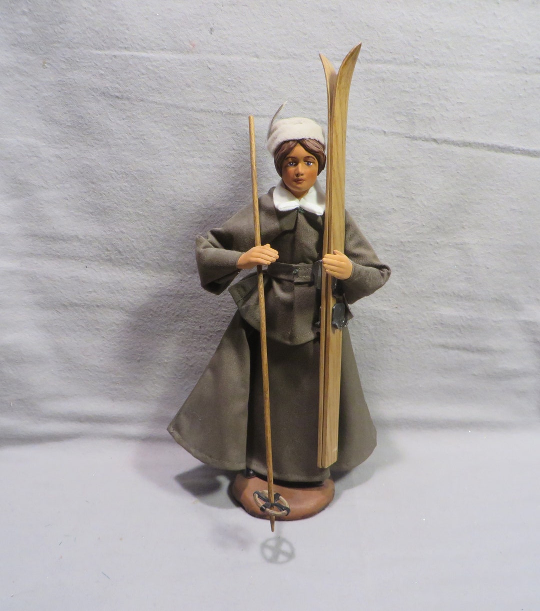 Vintage Hand-crafted French Clay Santon Doll - Woman Skier in Vintage ...