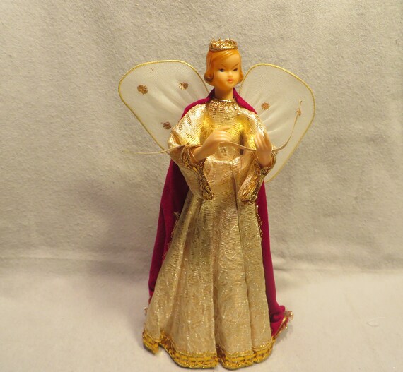 Vintage made in Japan Red Robed Angel Tree Topper - Etsy