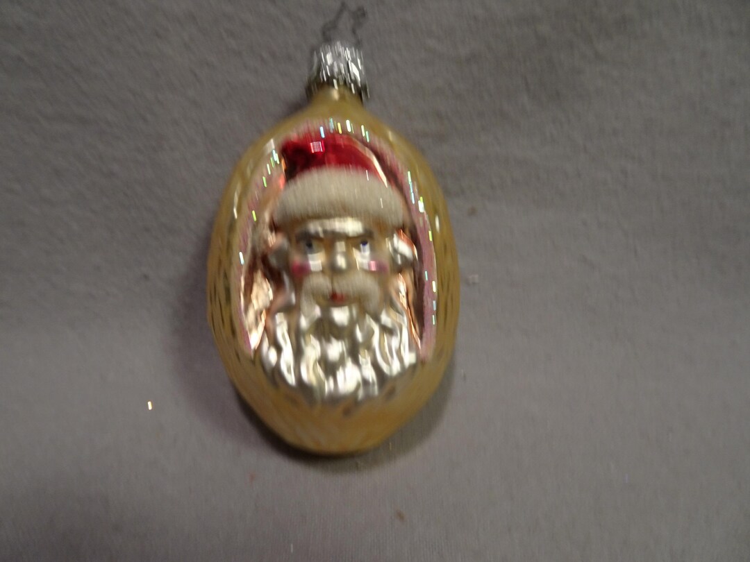 Vintage Inge Glas Germany Blown Glass Christmas Ornament - Santa Face ...